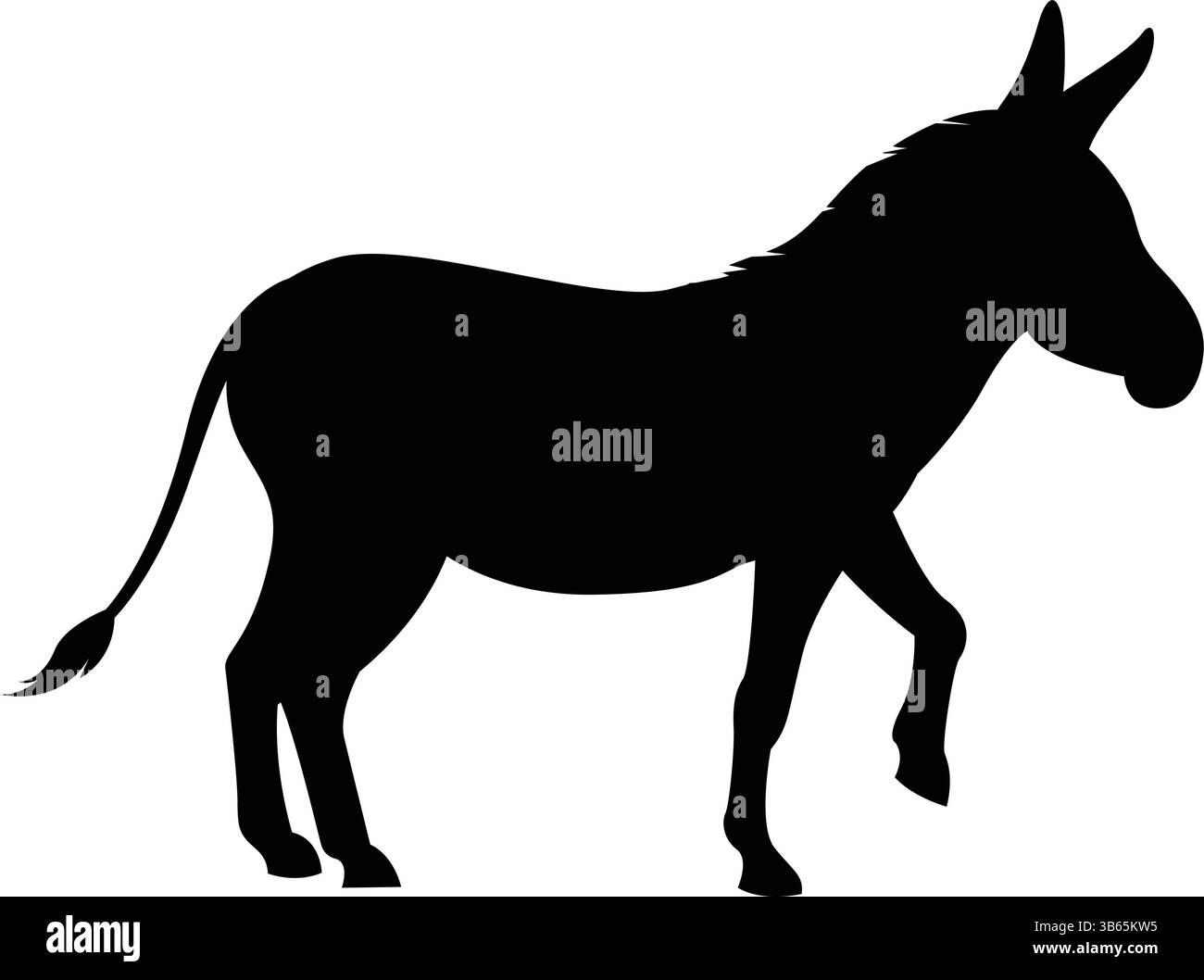 Black Donkey Silhouette Icon Vector - standing donkey vector ...