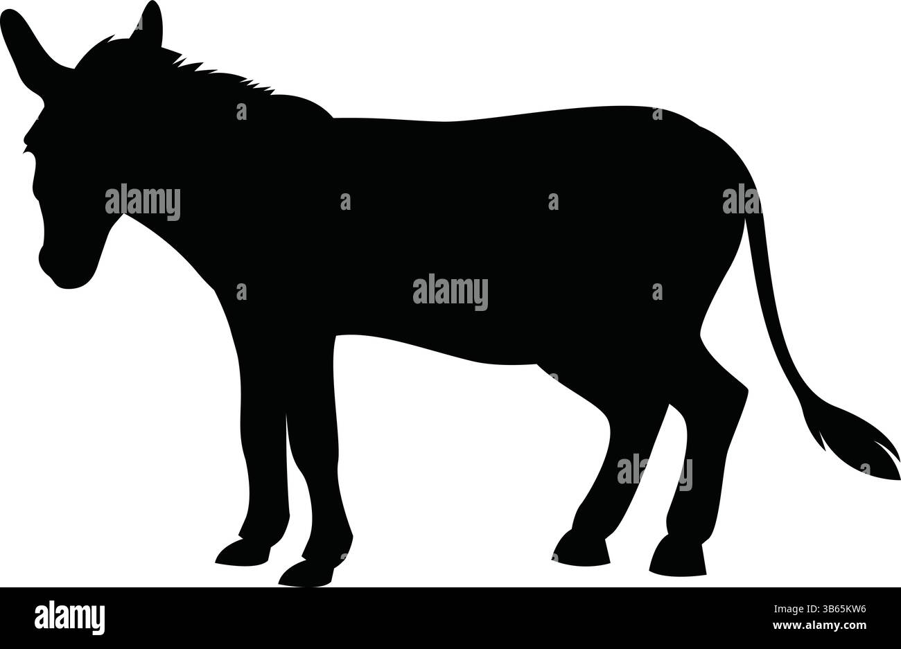 Black Donkey Silhouette Icon Vector - standing donkey vector ...