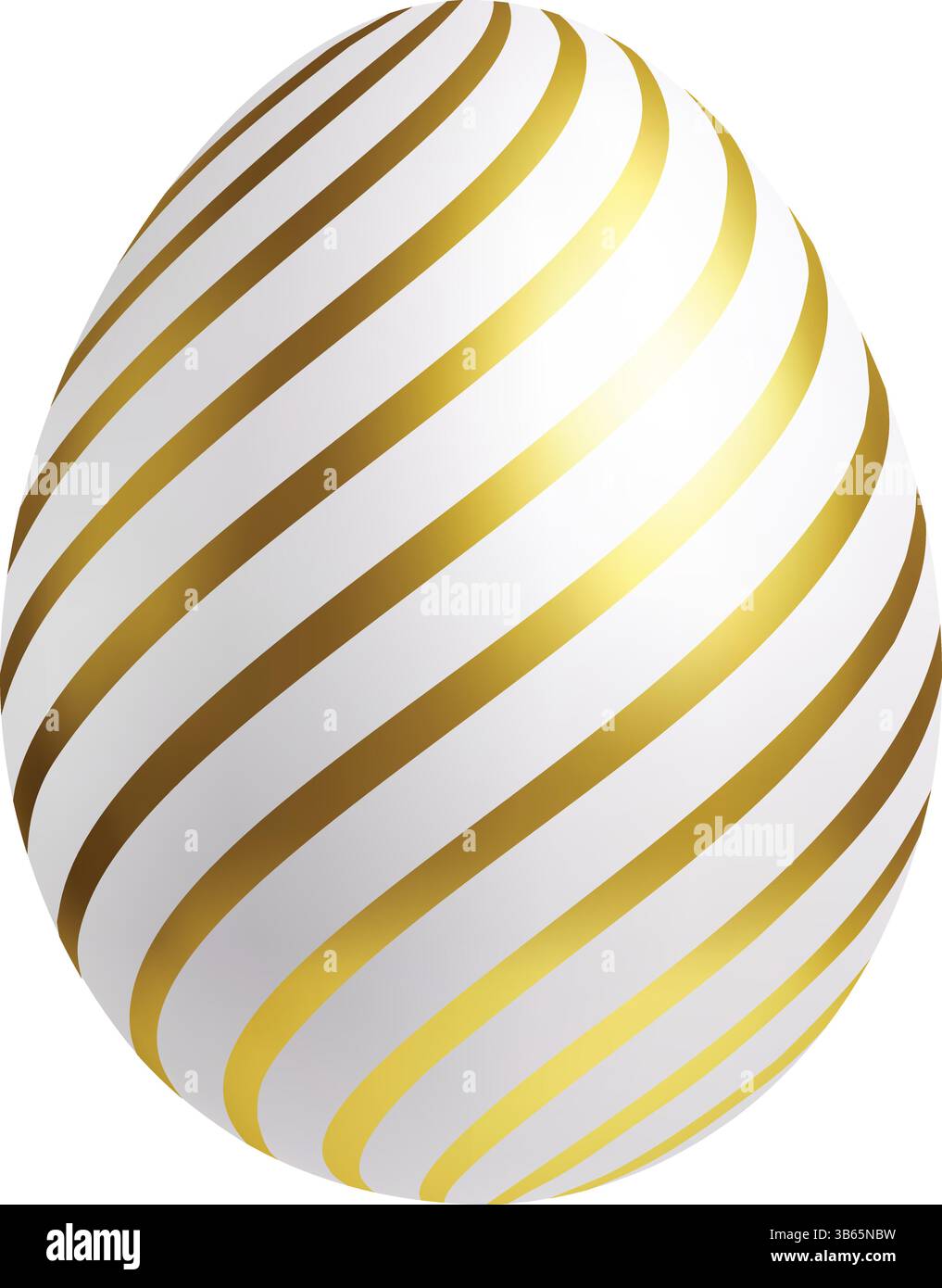 Decorative Easter egg with golden diagonal stripes isolated on white ...