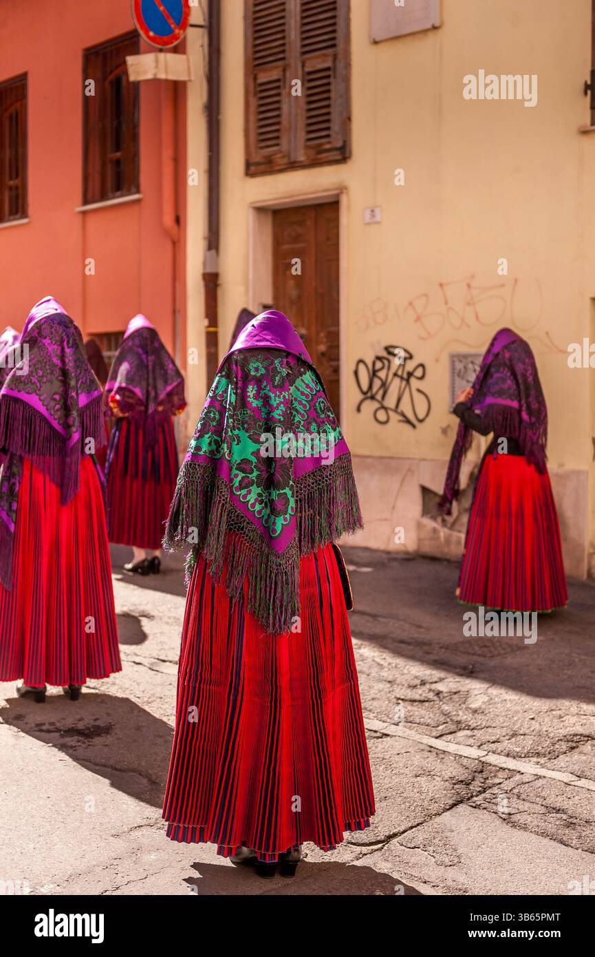 Group of people in traditional Sardinian costumes during the Sant ...