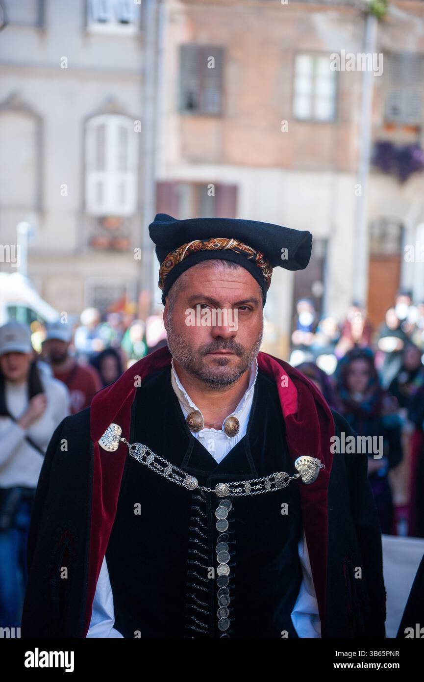 Men in traditional Sardinian attire during the Sant'Efisio celebration ...