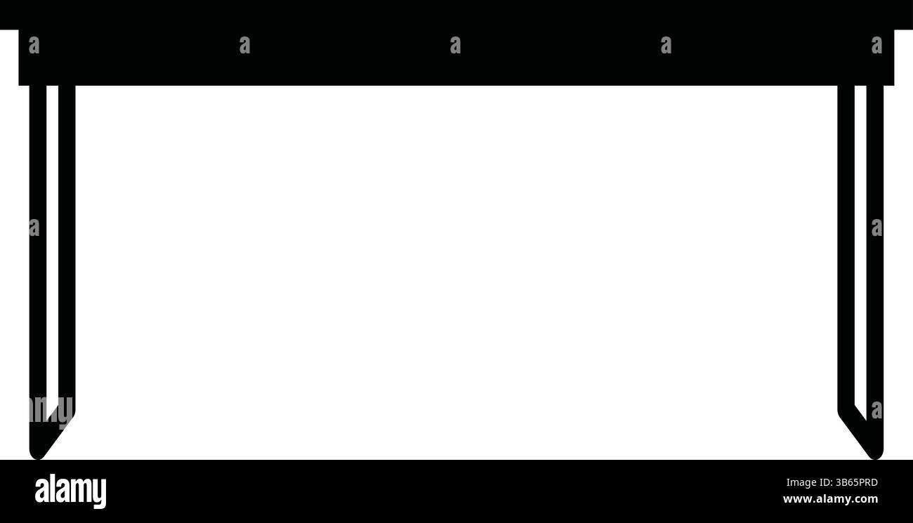 Icon of an Empty Table with Two Legs, Black and White, Minimalist ...