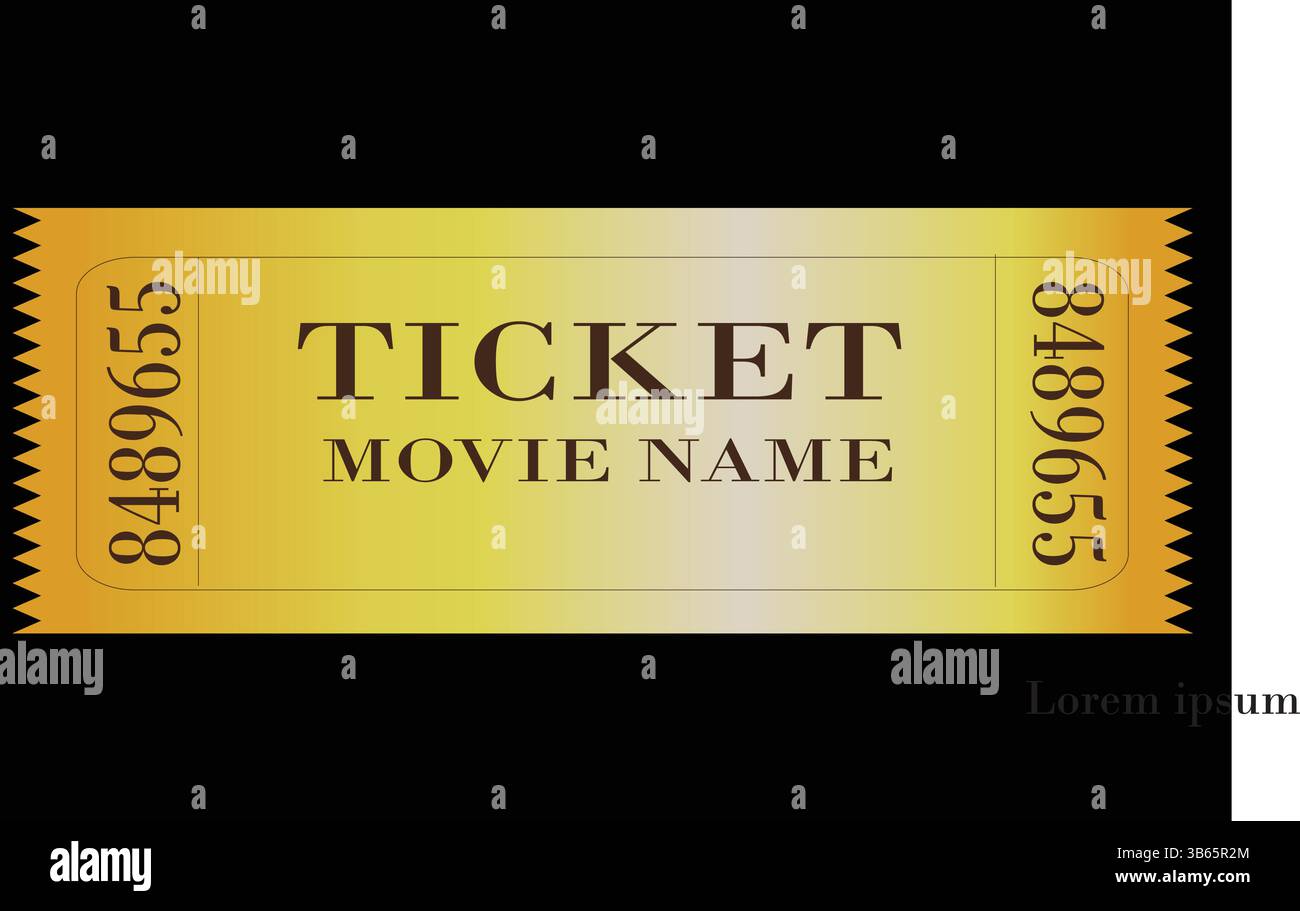 Golden Movie Ticket Icon – Vector Entertainment Admit One Silhouette ...