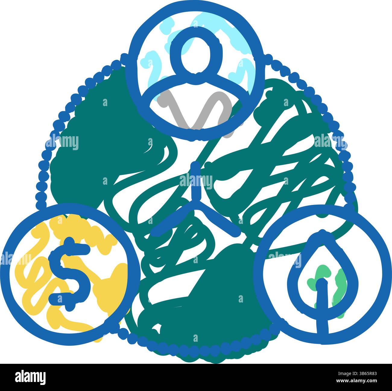 sustainable balanced economy icon doodle illustration Stock Vector ...