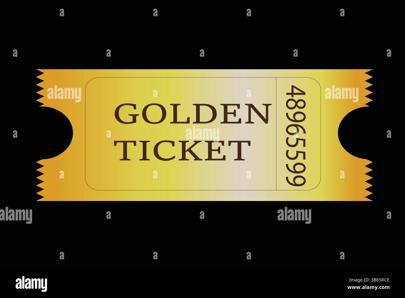 Horizontal golden ticket with serial number vector illustration for ...
