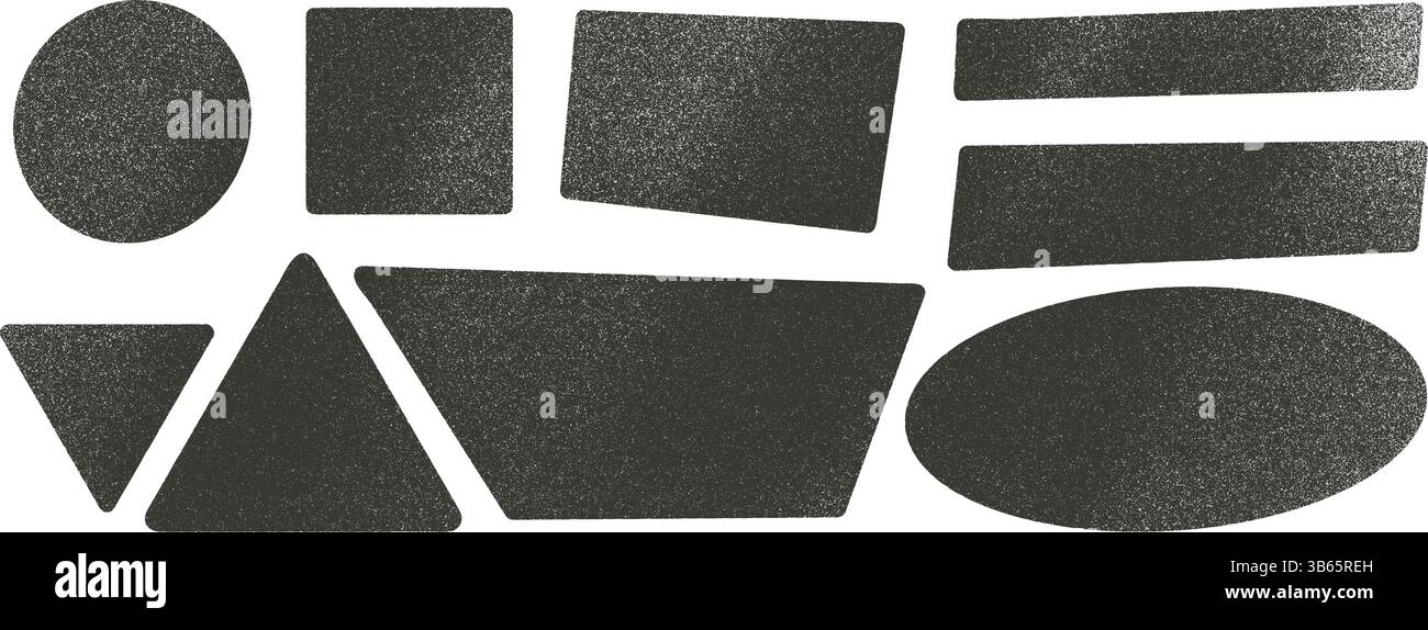 Grainy textured geometric shapes set. Text boxes frames with noise pack ...