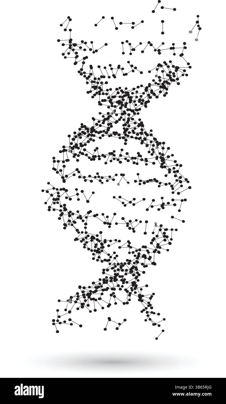 DNA Molecule Icon Created from Black Dots on White Background Stock ...