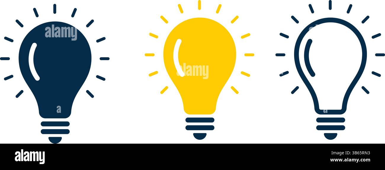 Light Bulb Icons, Brainstorming and Innovation Concept, Yellow and Blue ...