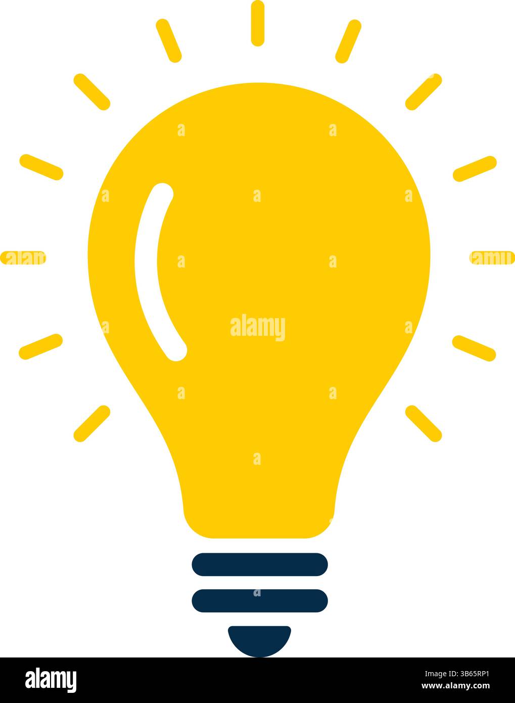 Bright Yellow Light Bulb Icon Representing Idea and Innovation Stock ...