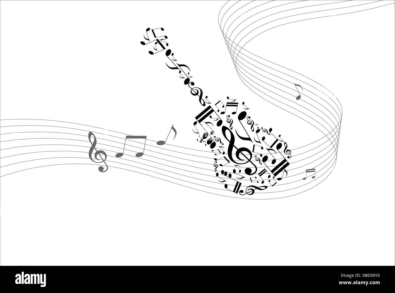 Musical Notes on Curved Staff Line Icon – Music Symbol Design Isolated ...