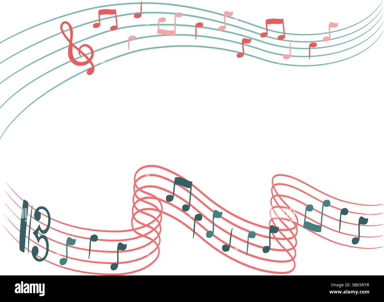 Musical Notes on Curved Staff Line Icon – Music Symbol Design Isolated ...