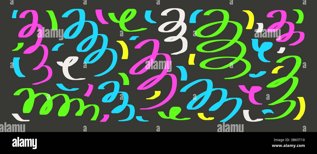 Highlights marker scribble wavy shapes. Squiggle hand drawn neon ...
