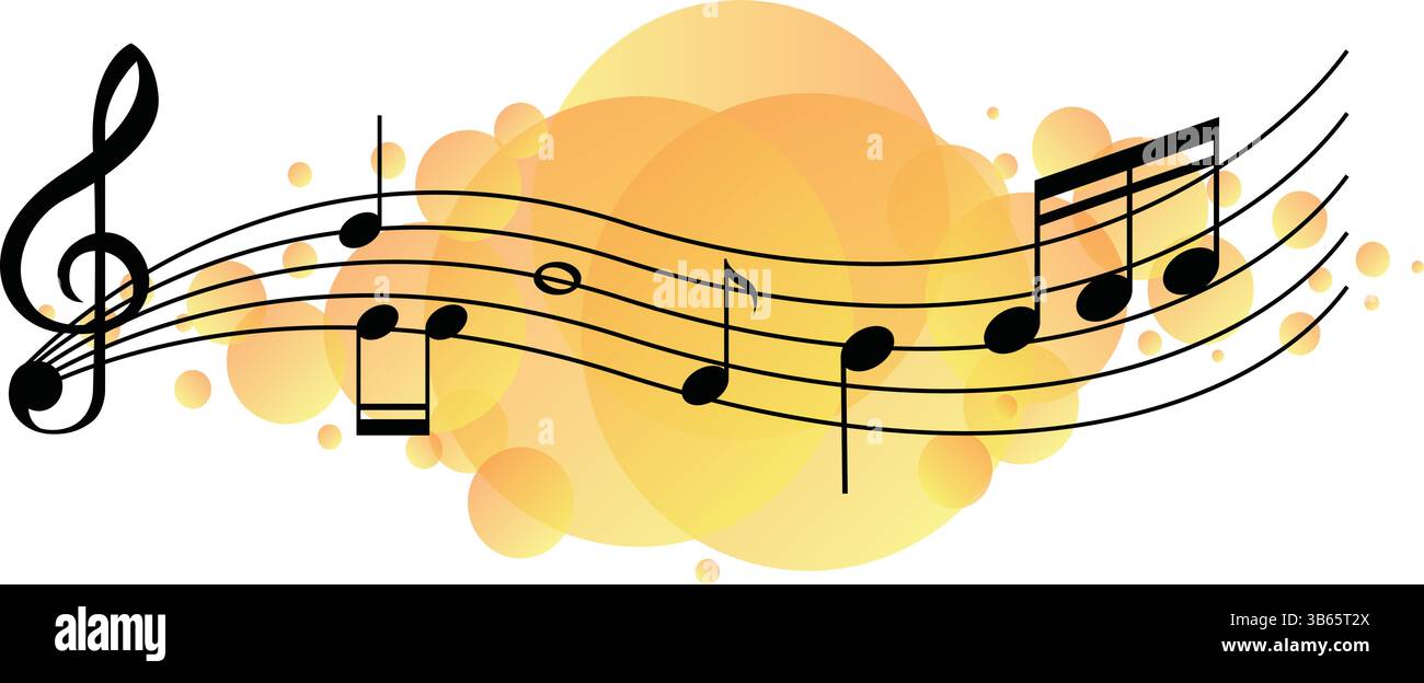 Musical Notes on Curved Staff Line Icon – Music Symbol Design Isolated ...