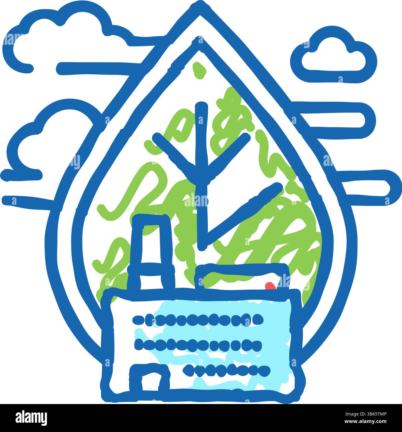 air emissions and ambient air quality icon doodle illustration Stock ...