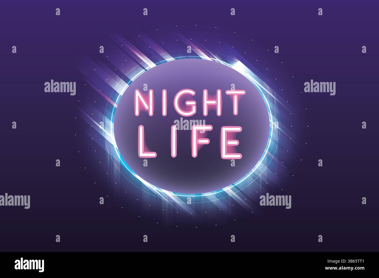Glowing neon night life text in futuristic design style for party ...