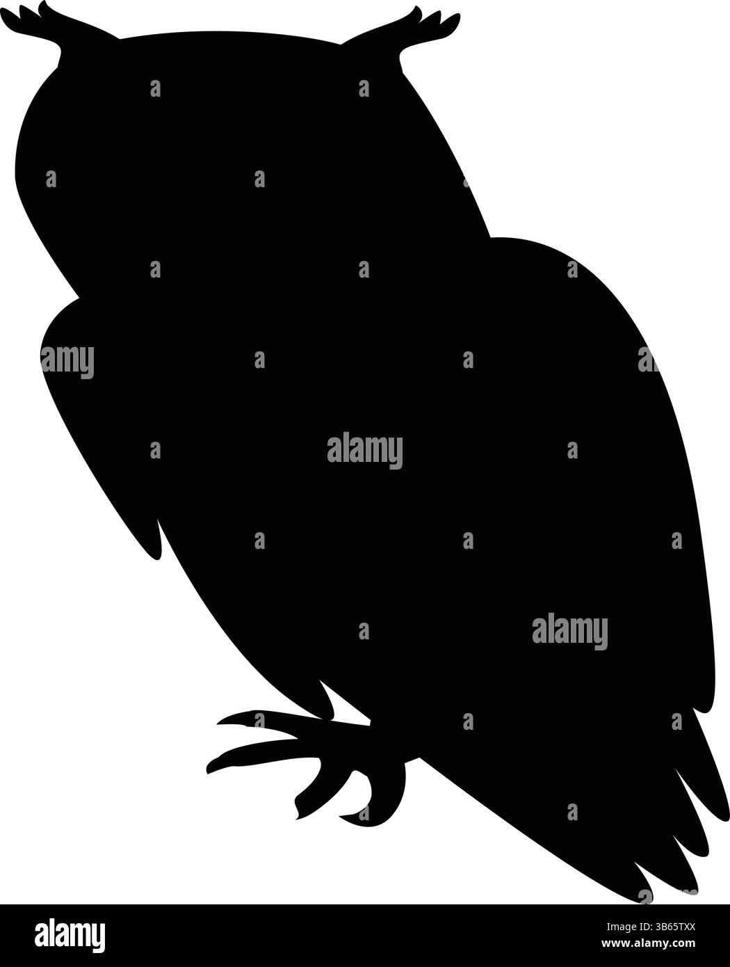 Vector silhouette of an owl sitting on branch for nature, wildlife or ...