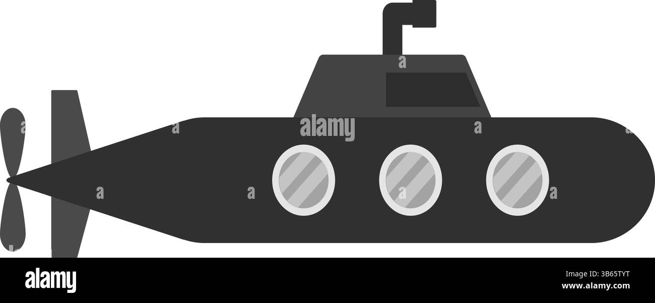 Submarine Icon Vector – Black Underwater Vehicle with Periscope and ...