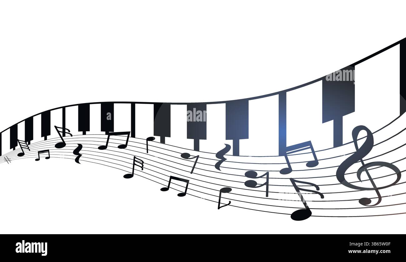 Musical Notes on Curved Staff Line Icon – Music Symbol Design Isolated ...