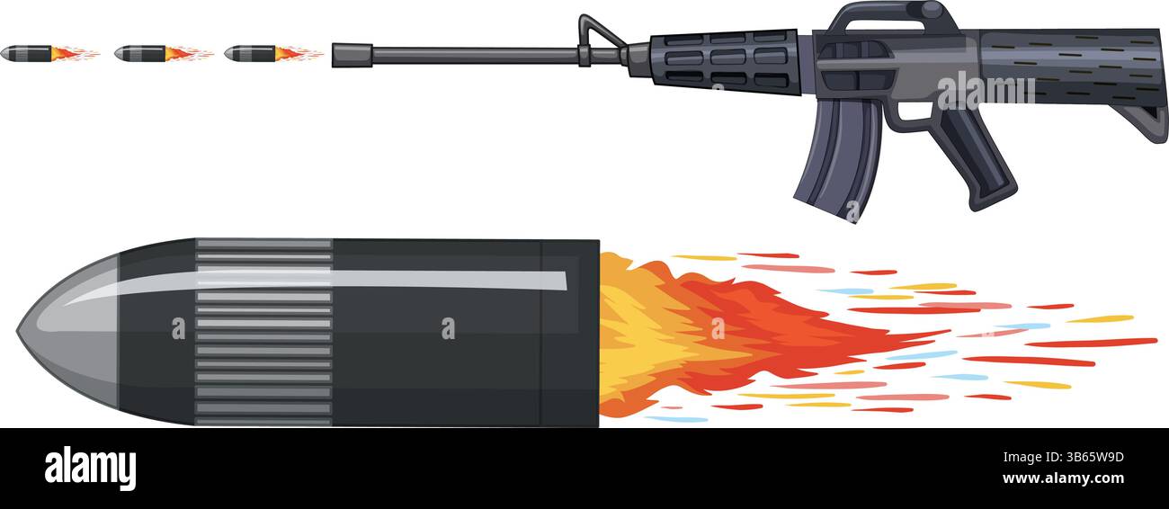 Color Rifle Firing with Bullet Trail – Assault Weapon Shooting ...