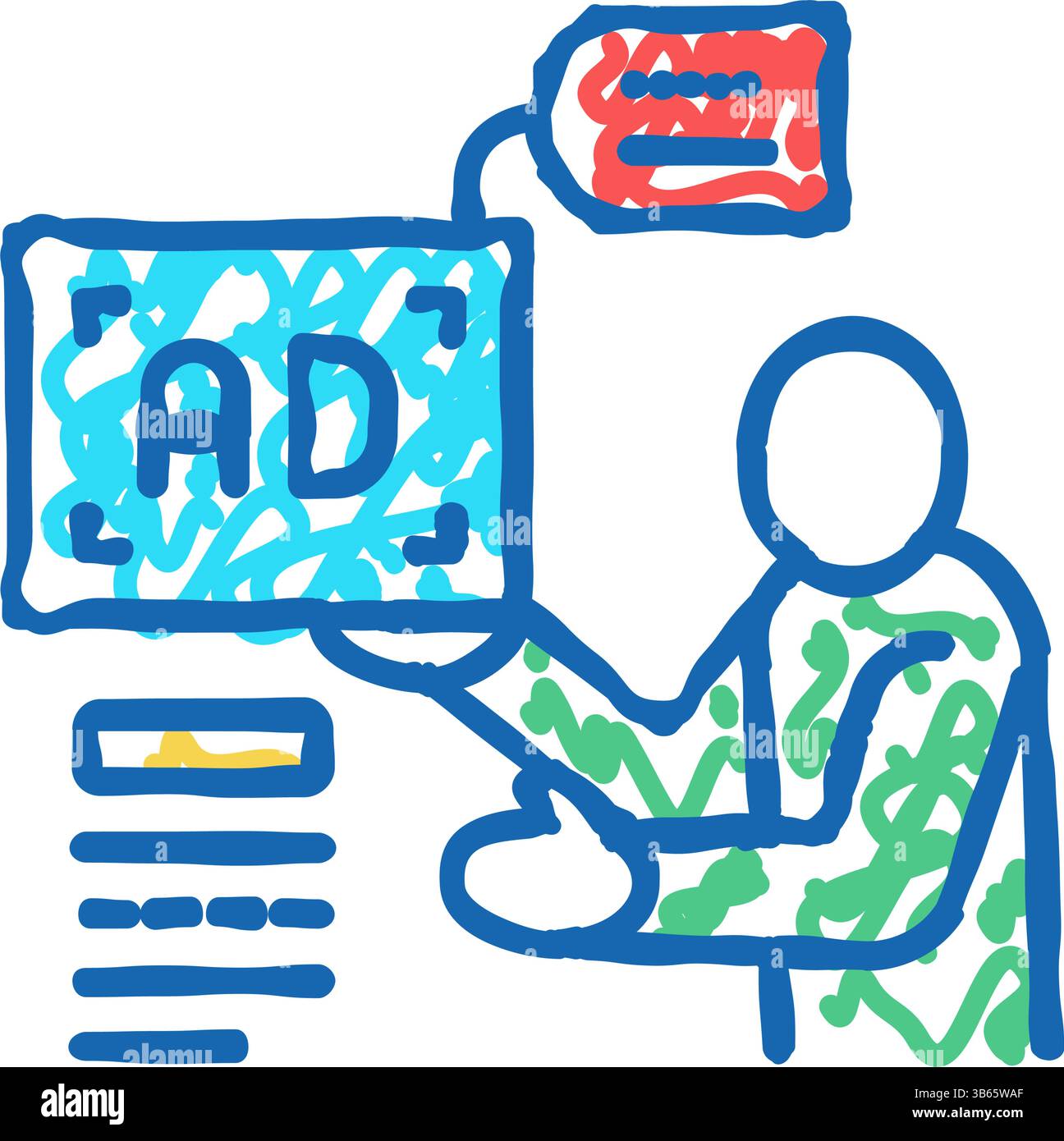advertiser of ad placement icon doodle illustration Stock Vector Image ...