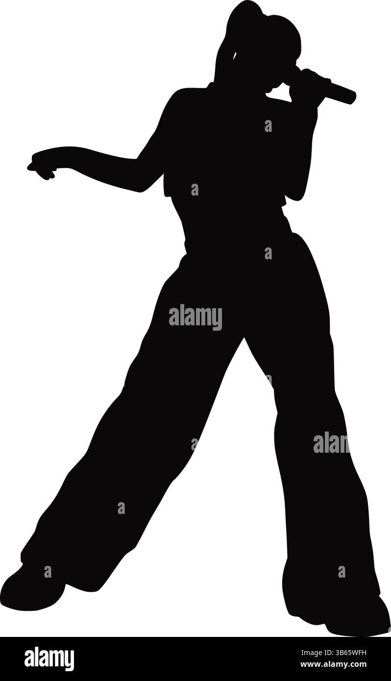 Female Singer Silhouette - Vector Icon of Woman Singing Stock Vector ...