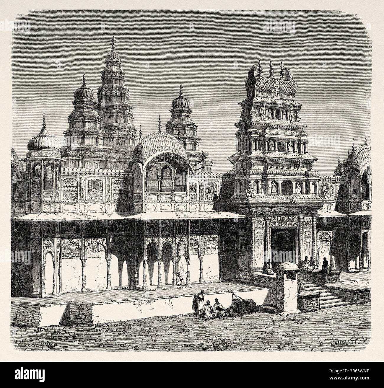 Rama Vaikunth Nath Swami Temple. Pushkar, Rajasthan, India. Drawing by ...