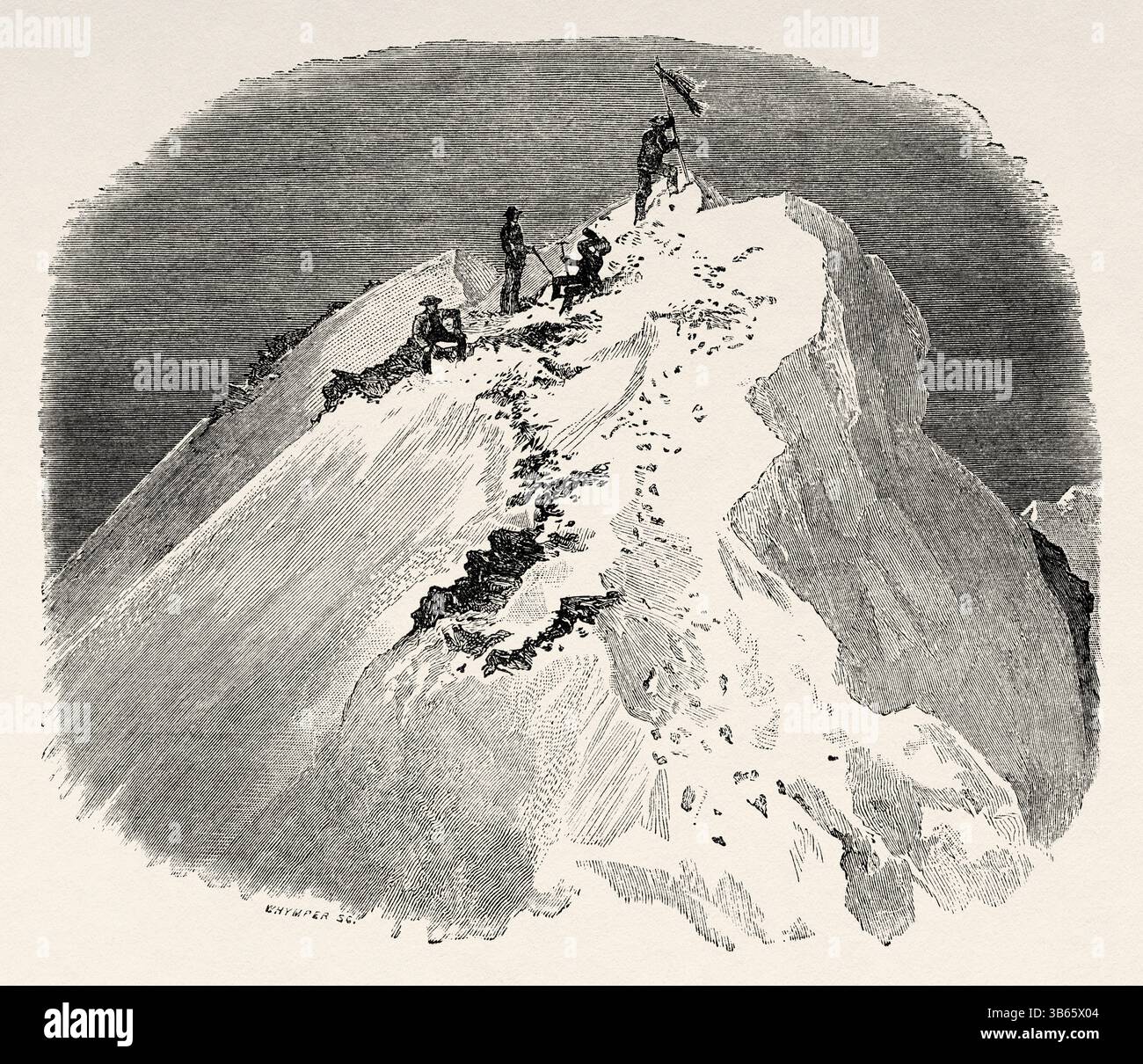 Climbers reach the summit of the Matterhorn mountain, Switzerland ...