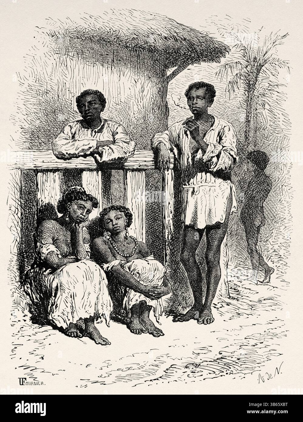 Natives of the Magdalena department, Colombia. South America. Drawing ...