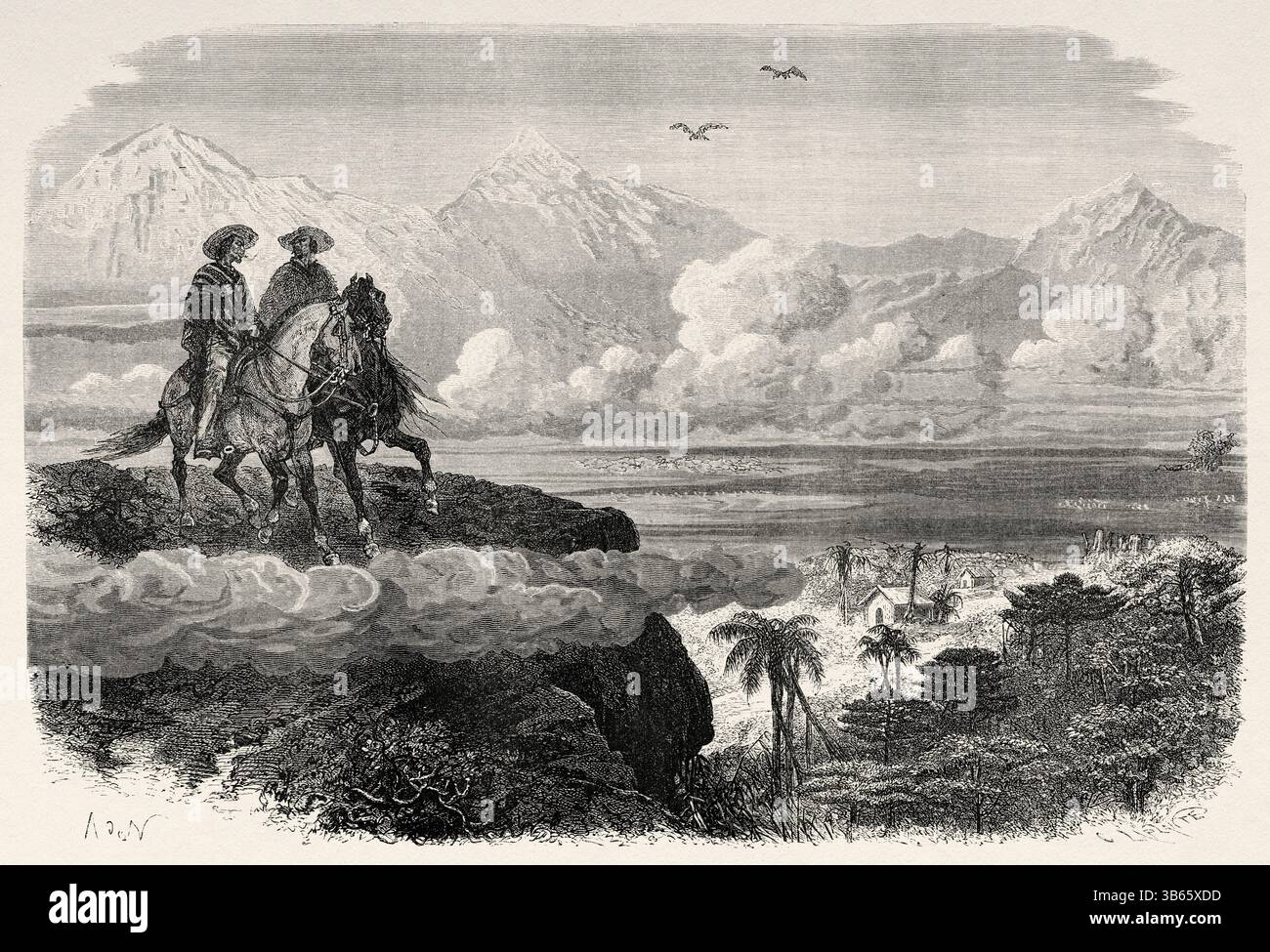 Panoramic view of the Medellin valley, Colombia. South America. Drawing ...