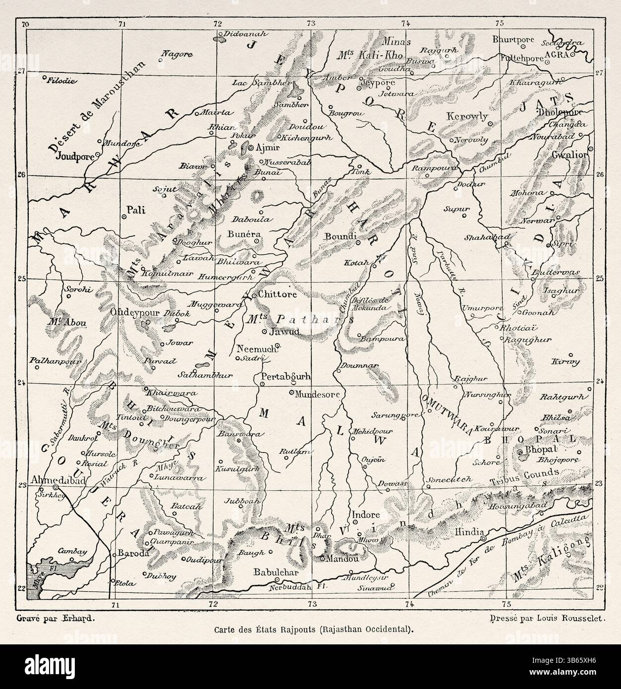 Map of Rajput States, Western Rajasthan. India. India of the Rajahs ...