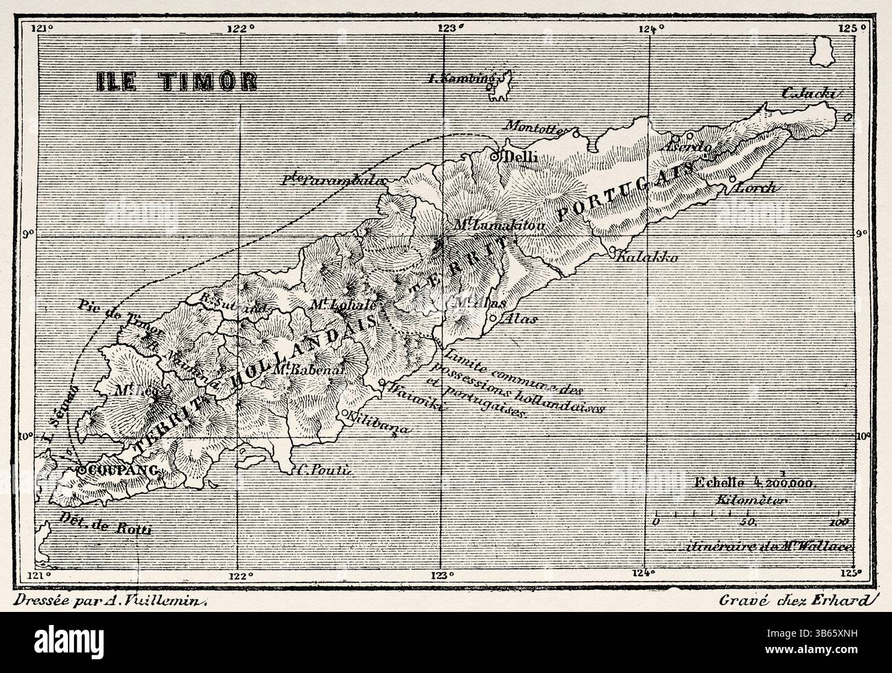 Old Map of Timor island. Indonesia, Asia. Voyage to the Malay ...