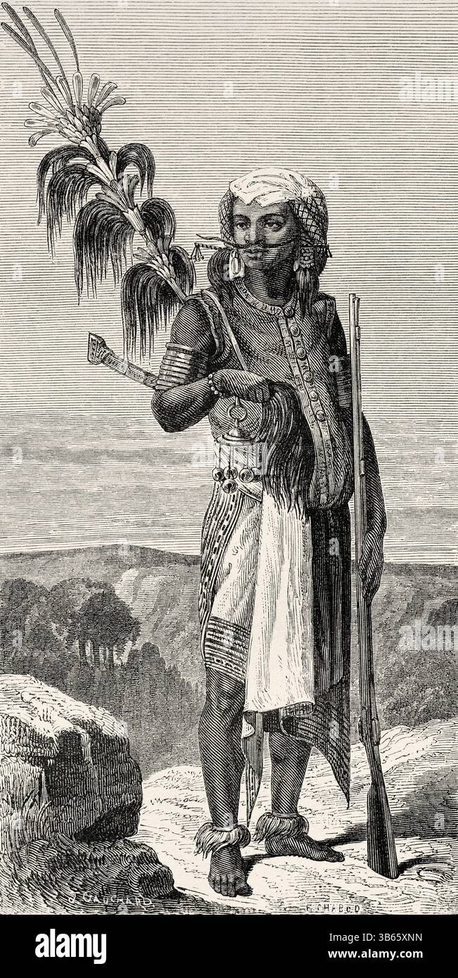 Timor island natives. Indonesia, Asia. Drawing by E. Chabot. Voyage to ...