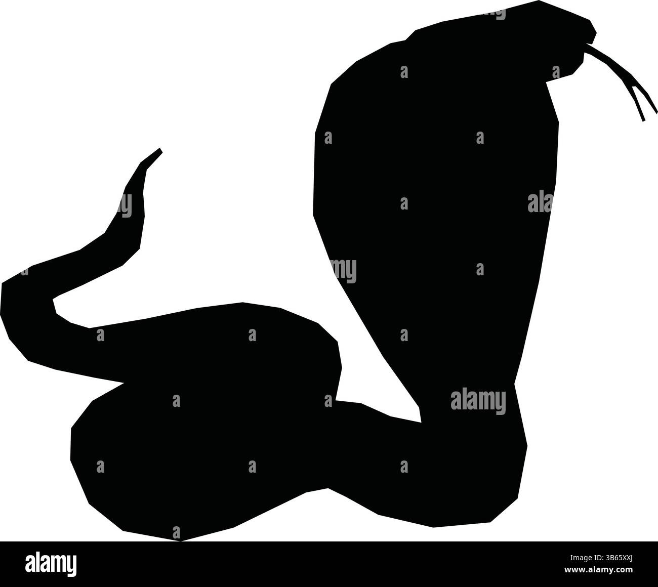 Cobra Snake Silhouette - Vector Black Snake Icon with Hood Stock Vector ...