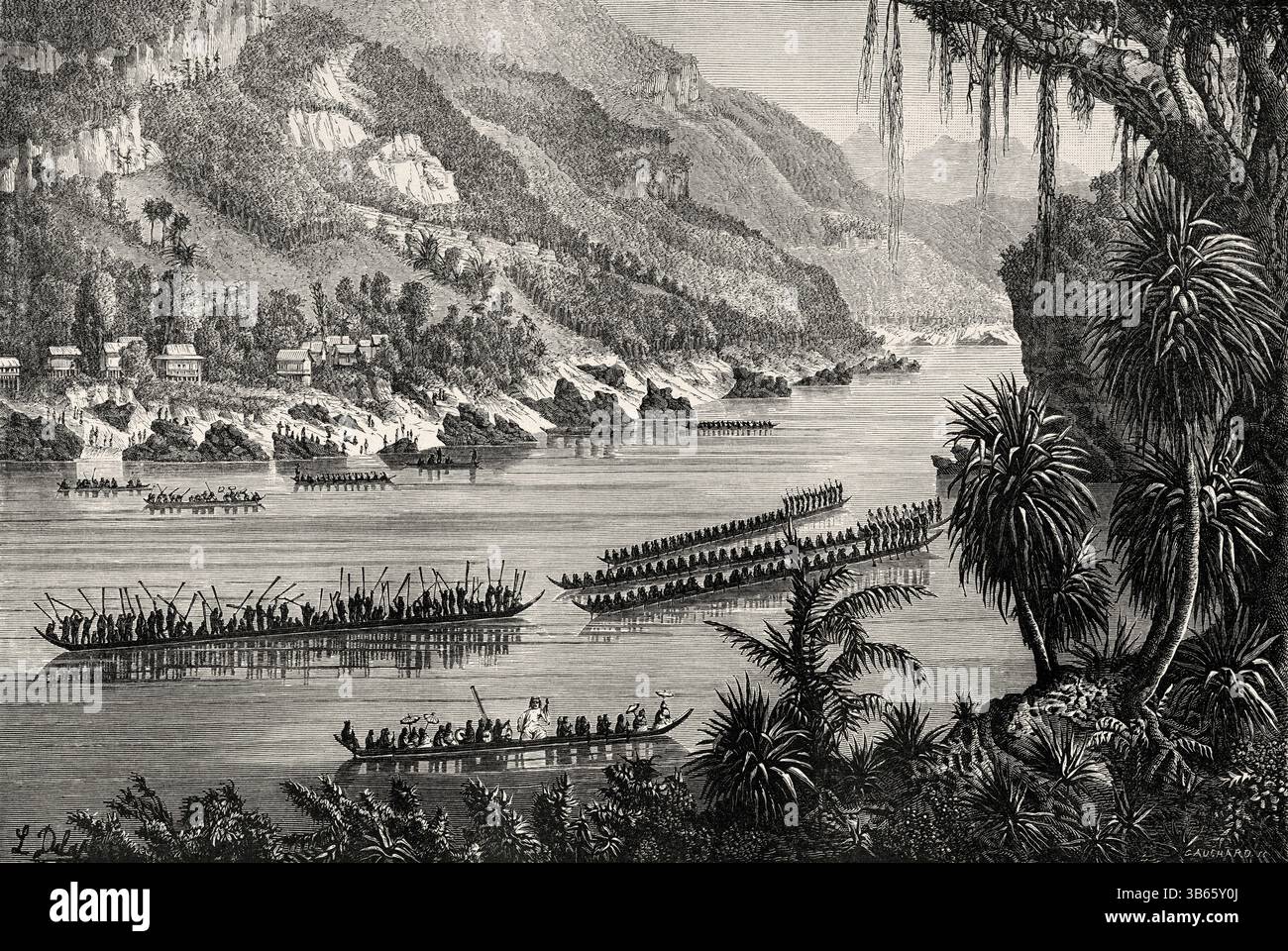 Boat race on the Mekong river, Laos. Indochina Peninsula. Southeast ...