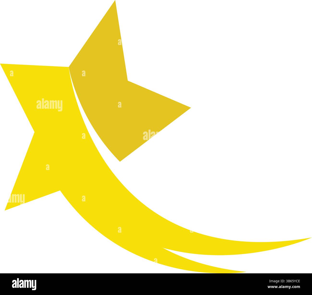 Yellow shooting star icon with curved tail vector illustration Stock ...