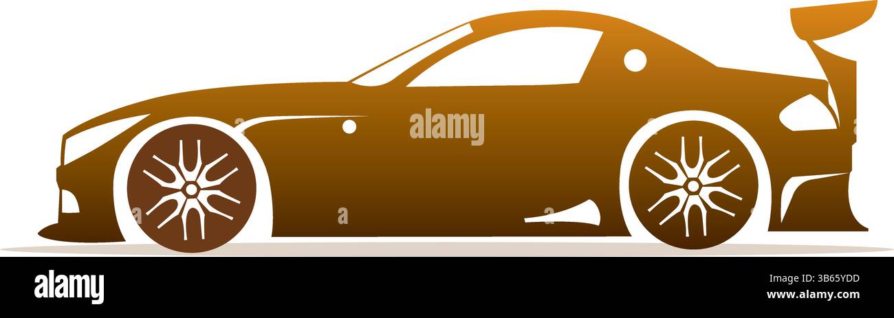 Sports car silhouette with spoiler in golden brown vector Stock Vector ...