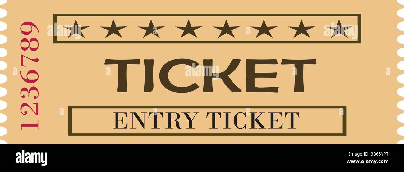 Vintage Entry Ticket with Stars and Bold Typeface Stock Vector Image ...
