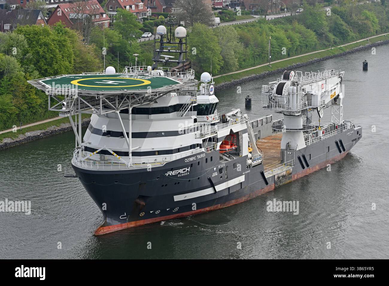 Offshore Support Vessel OLYMPIC TAURUS passing the Kiel Canal Stock ...