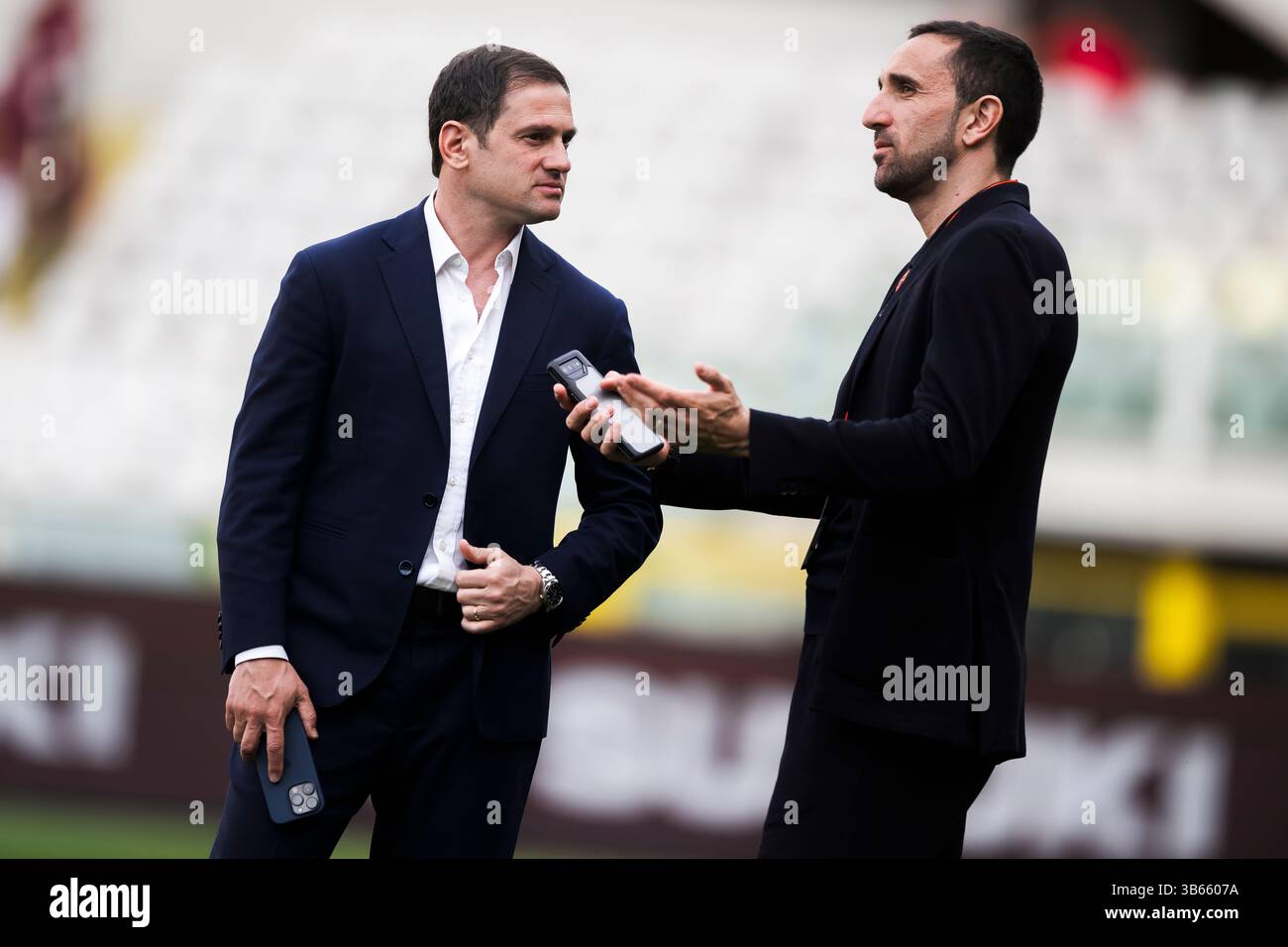 Turin, Italy. 2 May 2025. Filippo Antonelli Agomeri speaks with ...