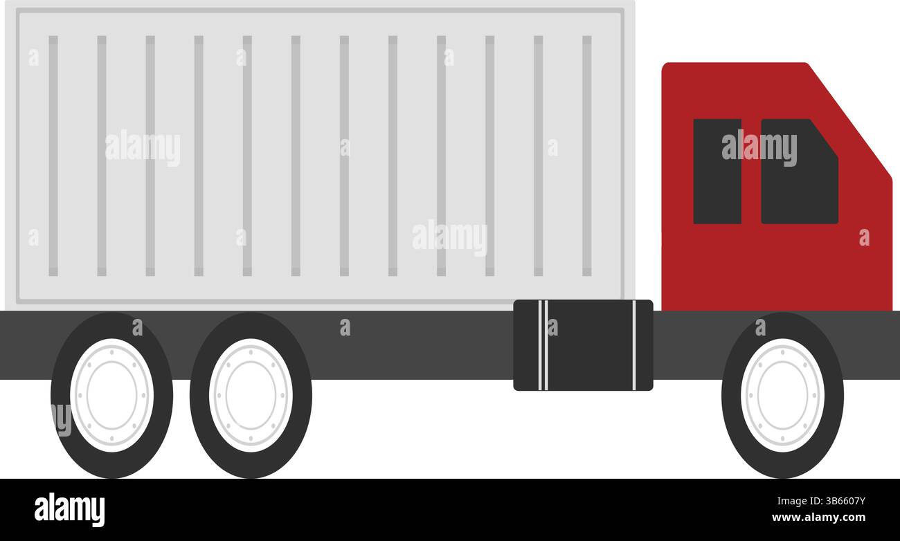 Red and Grey Cargo Truck Side View Illustration Stock Vector Image ...