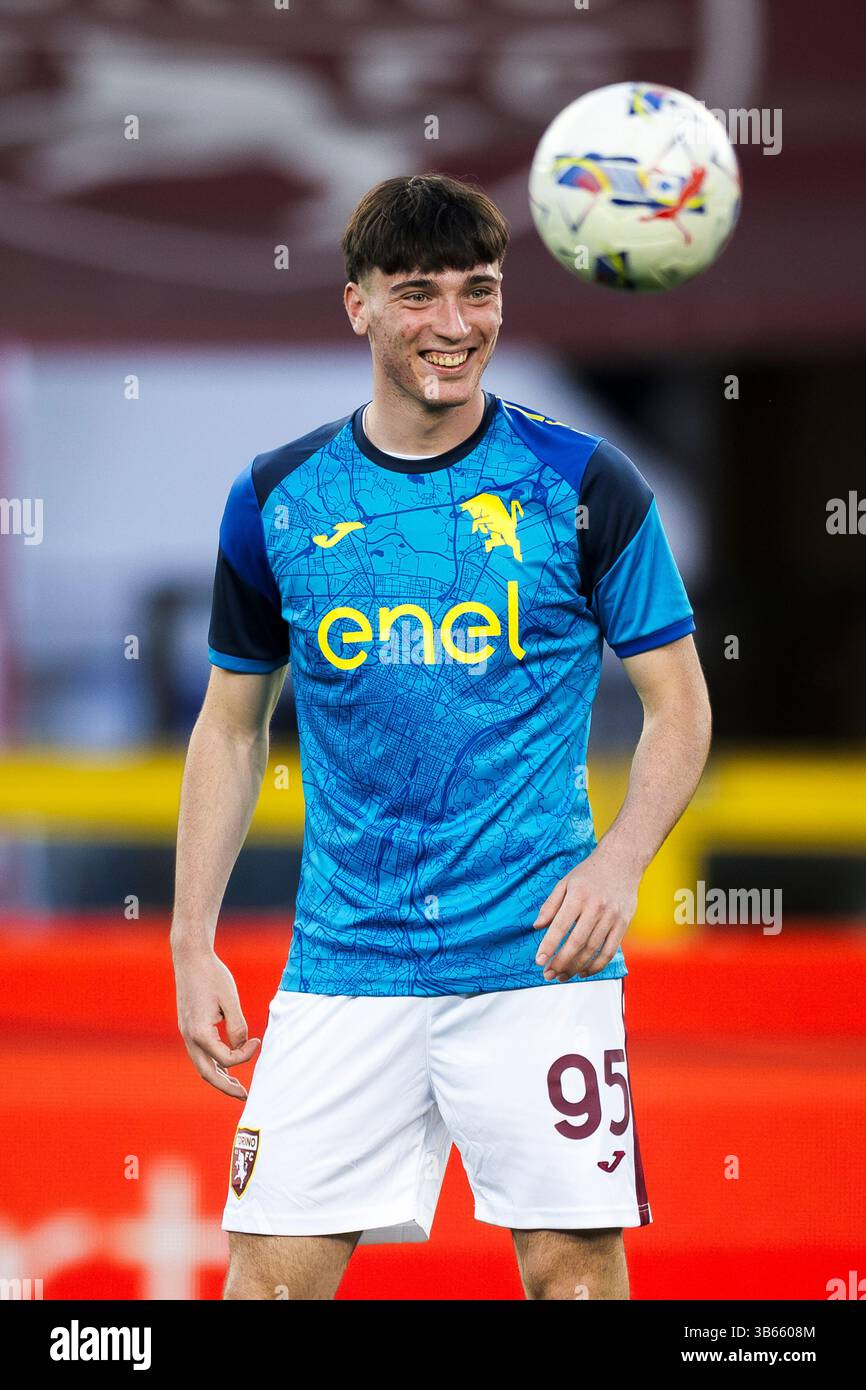 Turin, Italy. 2 May 2025. Alessio Cacciamani of Torino FC in action ...