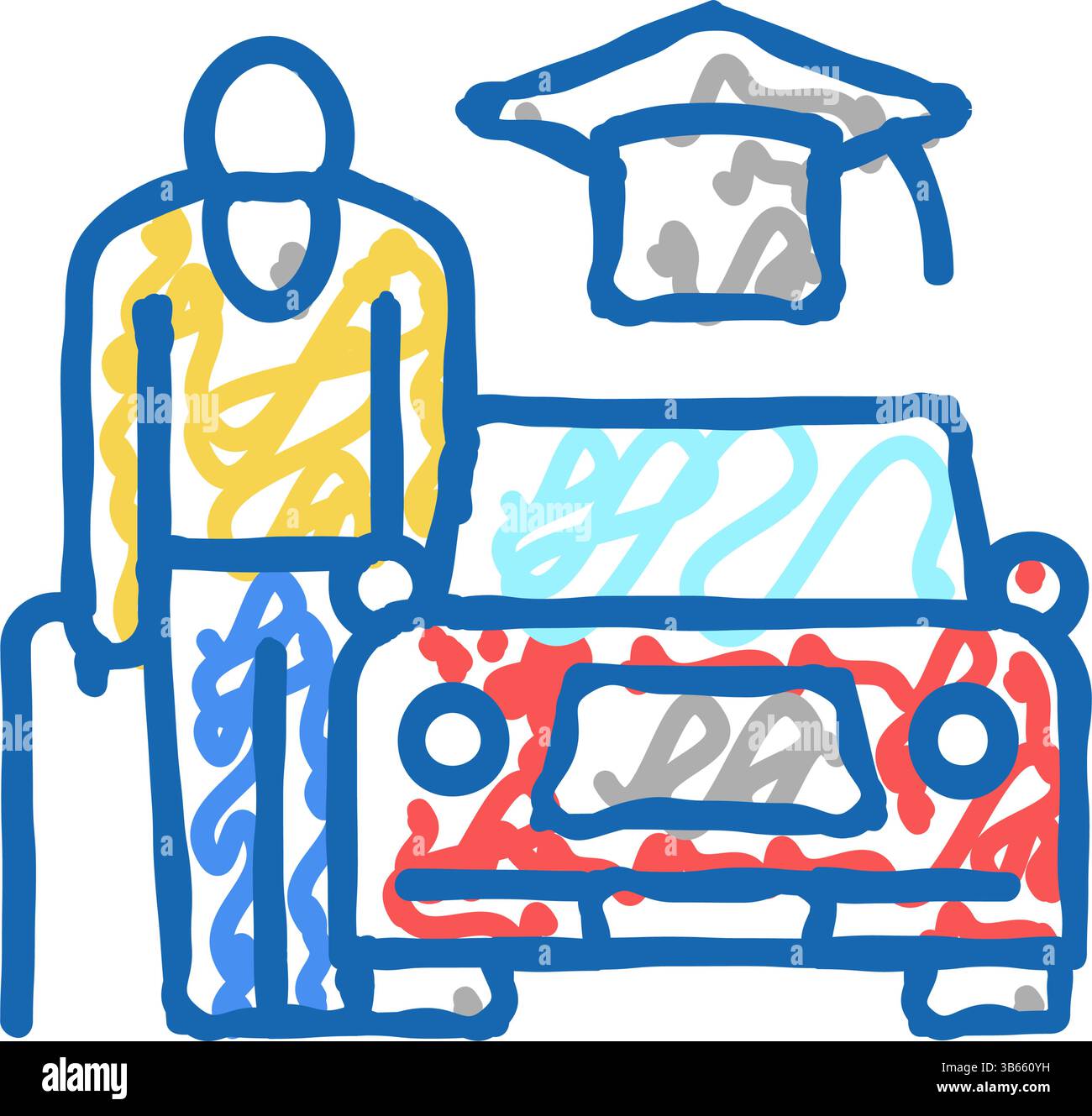 driving lessons for seniors icon doodle illustration Stock Vector Image ...