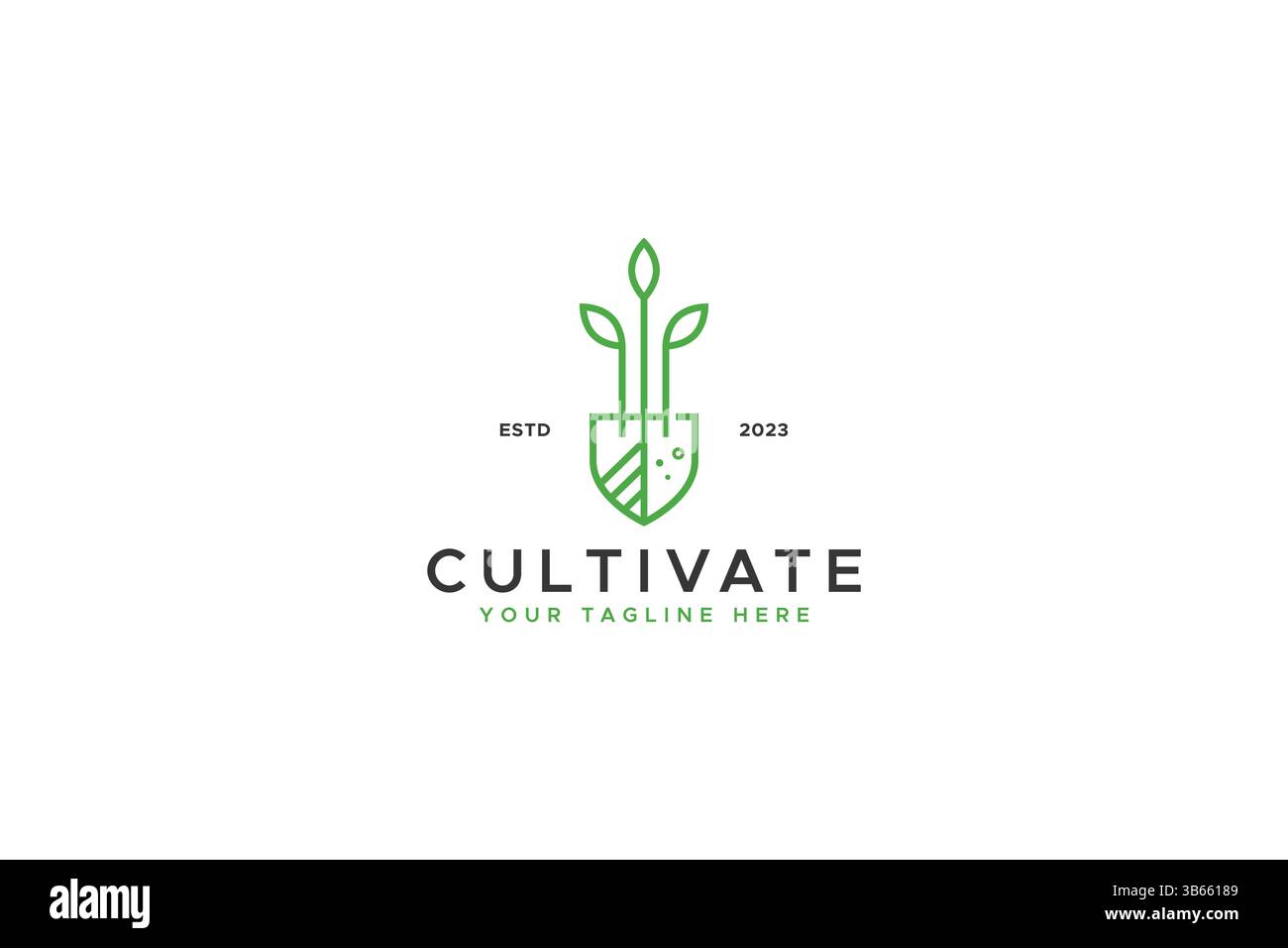 Cultivate and Natural Green Garden with Growing Seed Plant and Shovel ...