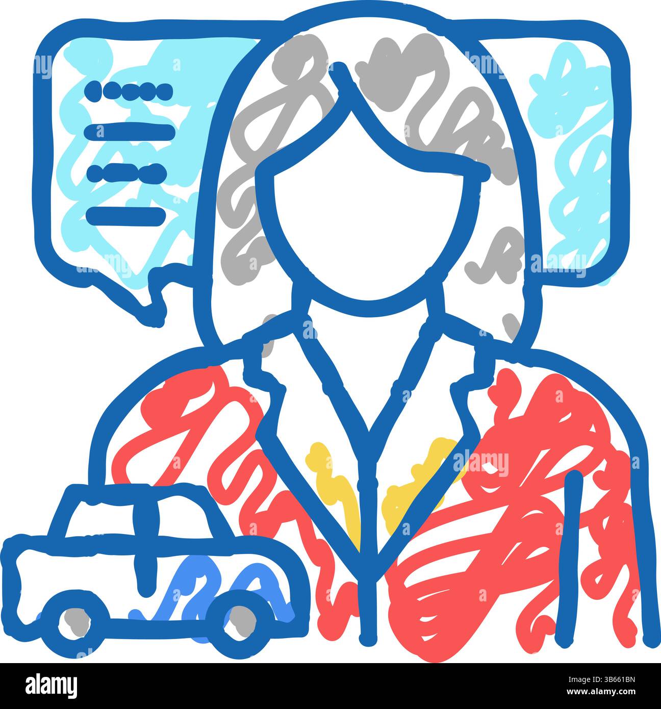 female driving school instructor icon doodle illustration Stock Vector ...