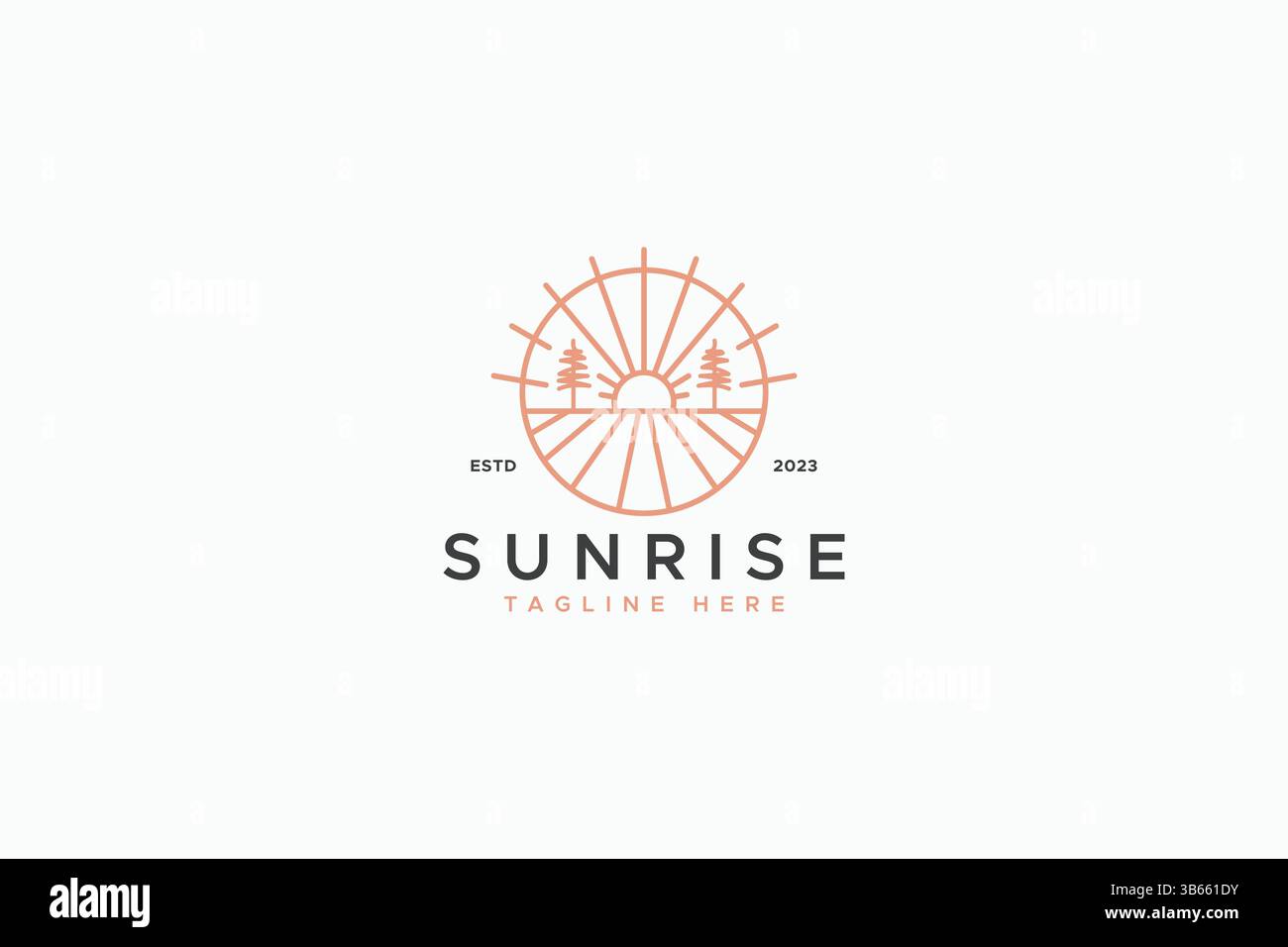 Sunrise Countryside Rural View Field Agriculture Landscape Logo Stock ...