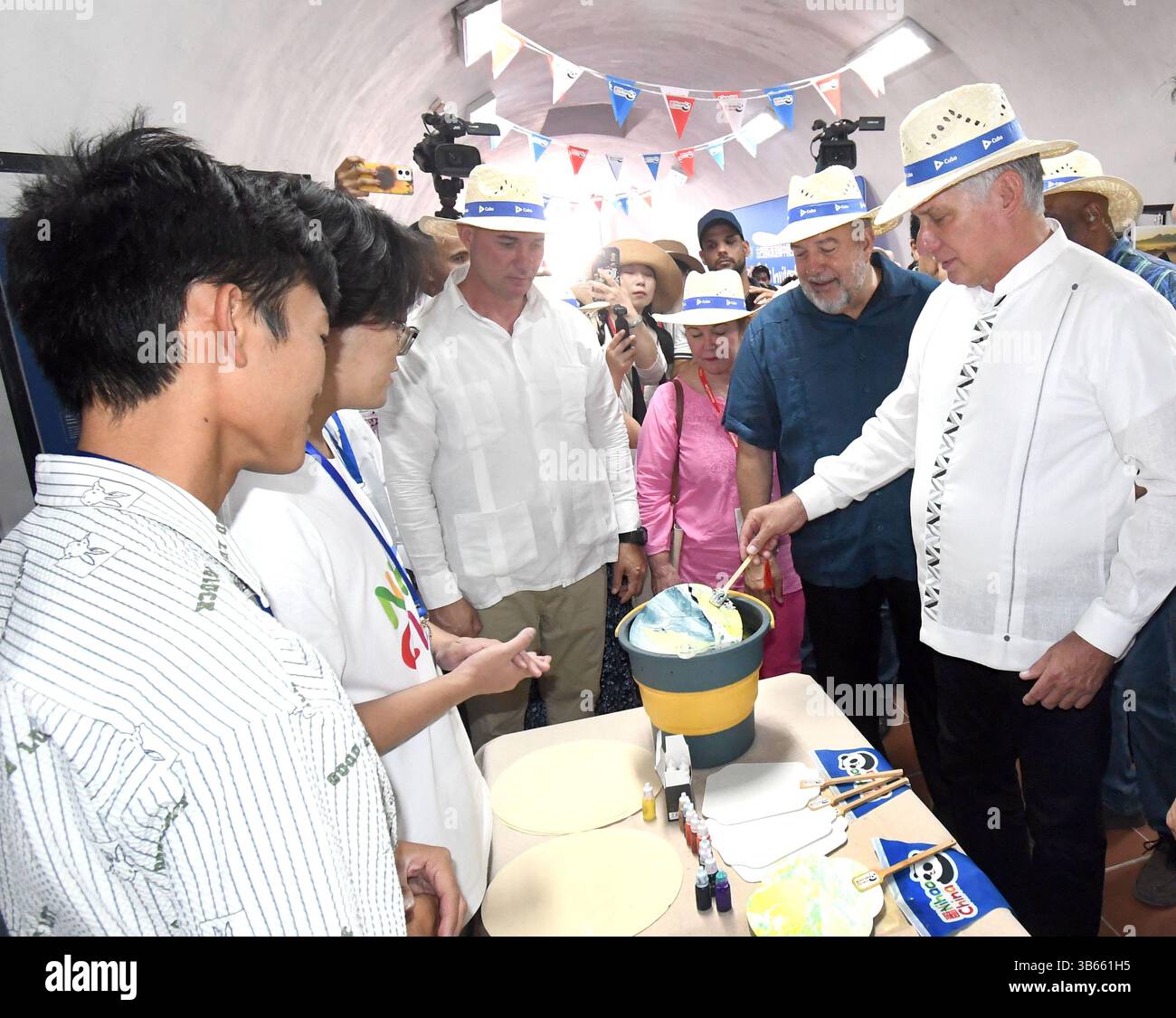Havana, Cuba. 2nd May, 2025. Cuban President Miguel Diaz-Canel (1st R ...