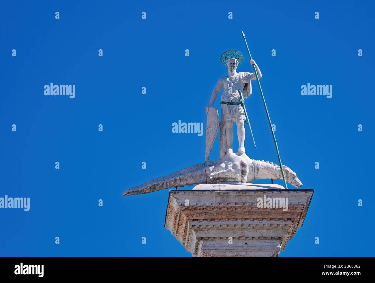 Statue of Saint Theodore located at Saint Mark s Square in Venice ...