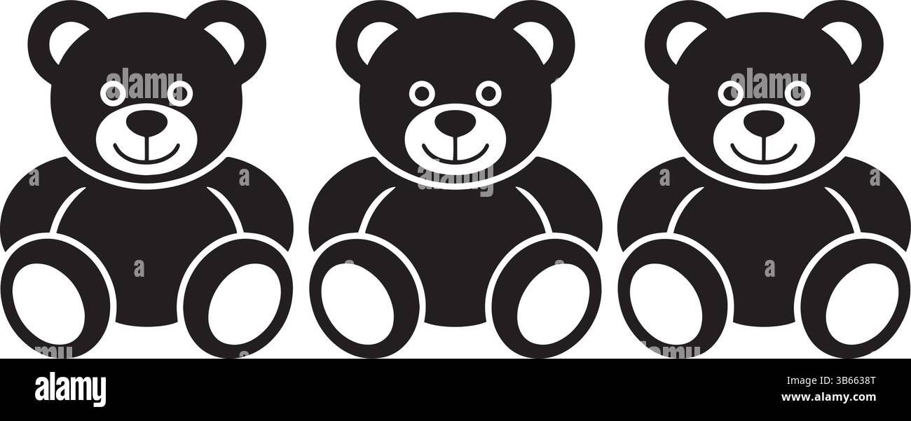 Teddy Bear Icon Set – Cute and Playful Plush Toy Graphics Stock Vector ...