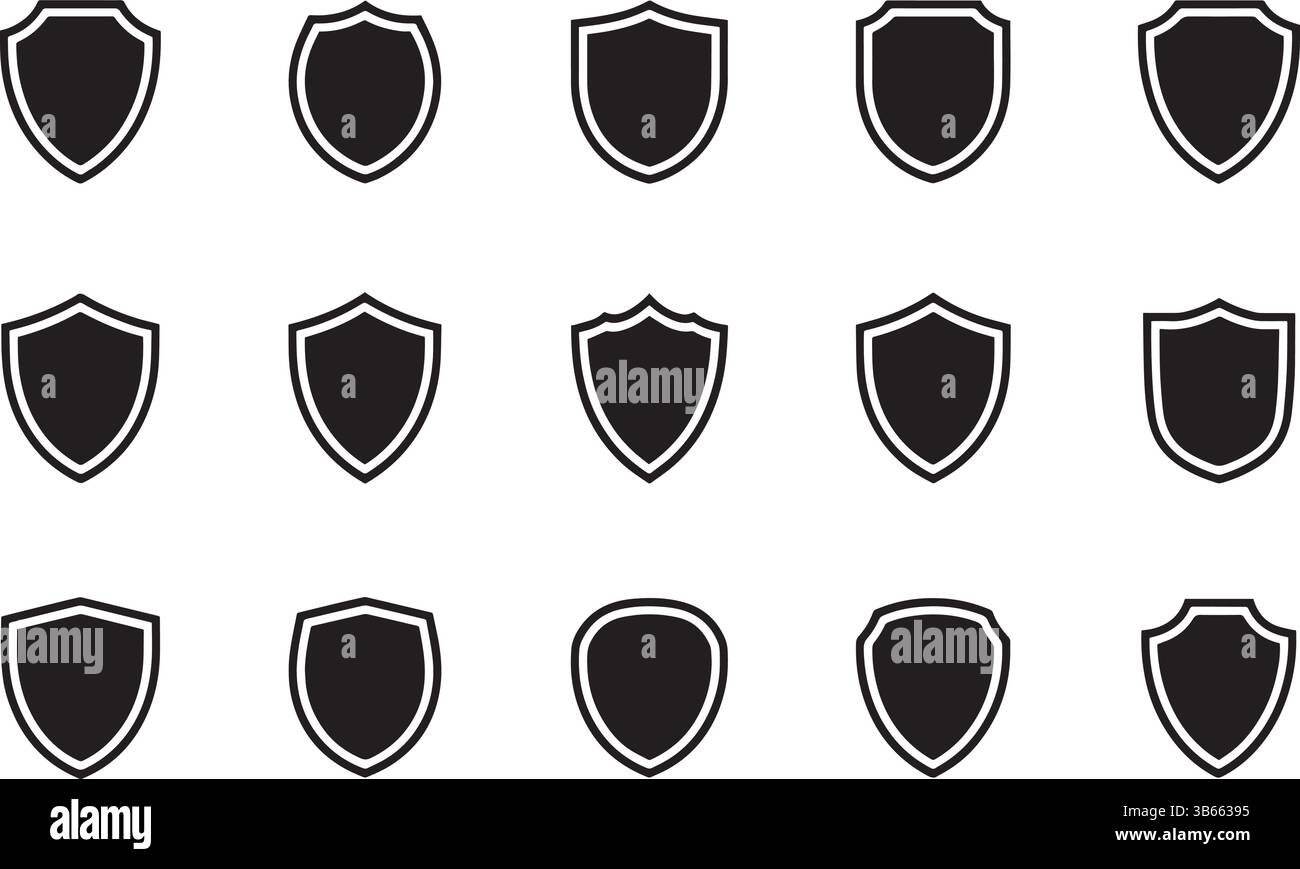 Shield Icon Collection – Security and Protection Symbol Designs Stock ...