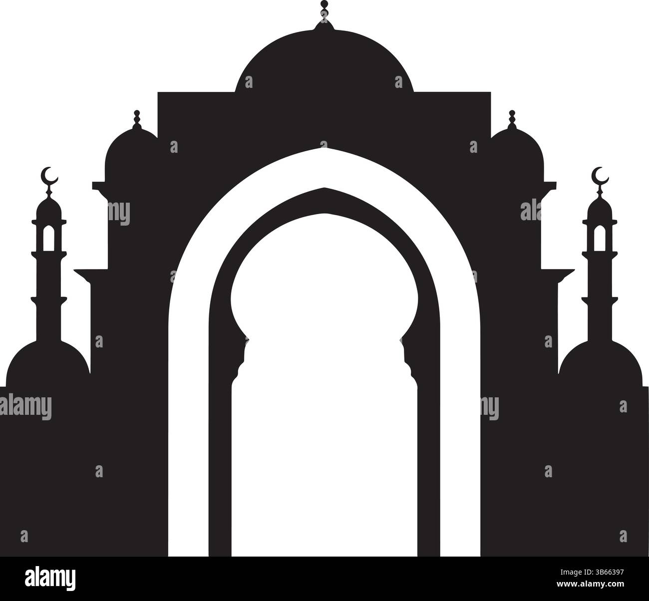 Mosque Silhouette Icon – Islamic Architecture and Religious Symbol ...